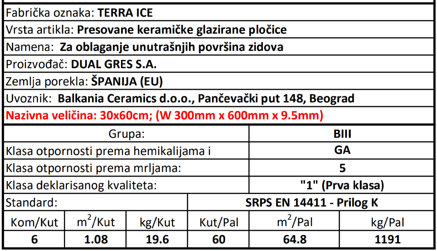 Terra Ice 30x60cm | Si komerc